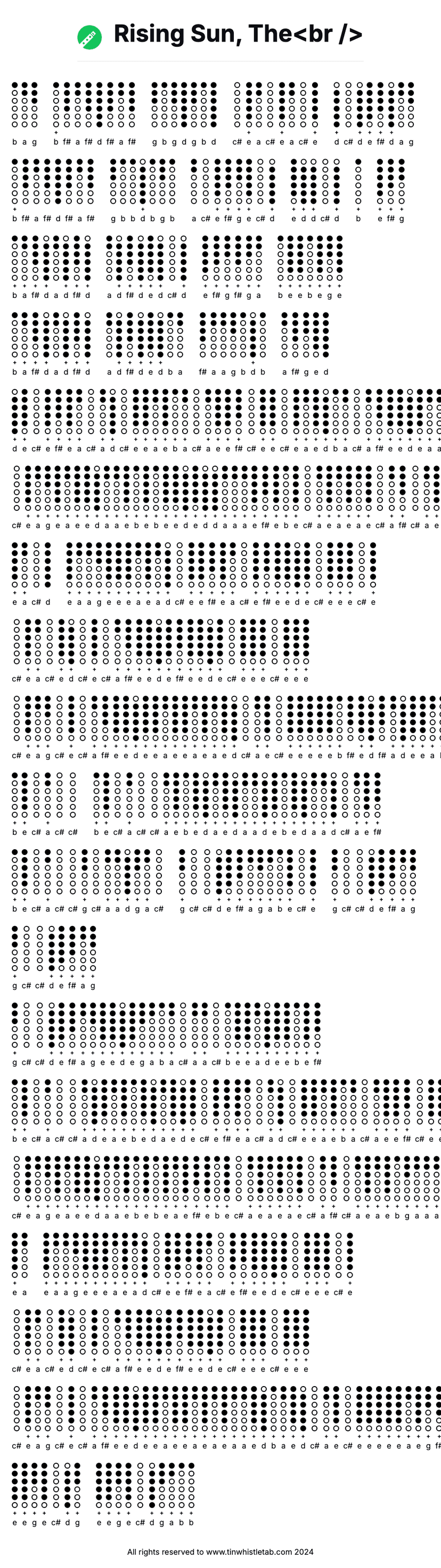 Rising Sun, The - Tin Whistle Tab & Backing Track Readable and Easy to play