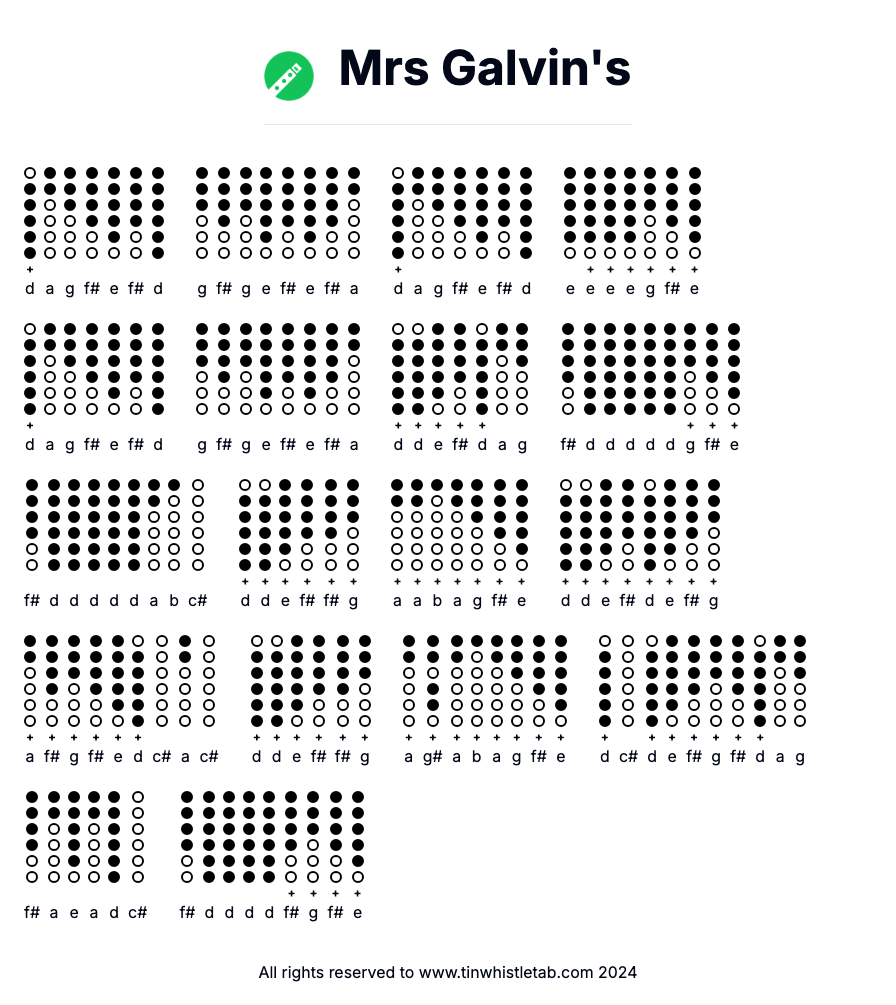 Mrs Galvin's - Tin Whistle Tab & Backing Track Readable and Easy to play